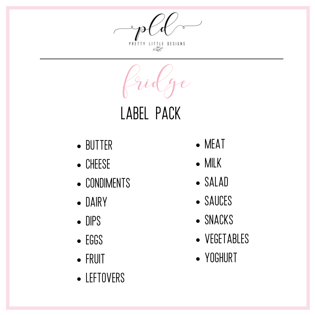 Fridge Everyday Essential Label Pack | Pretty Little Designs – Pretty ...